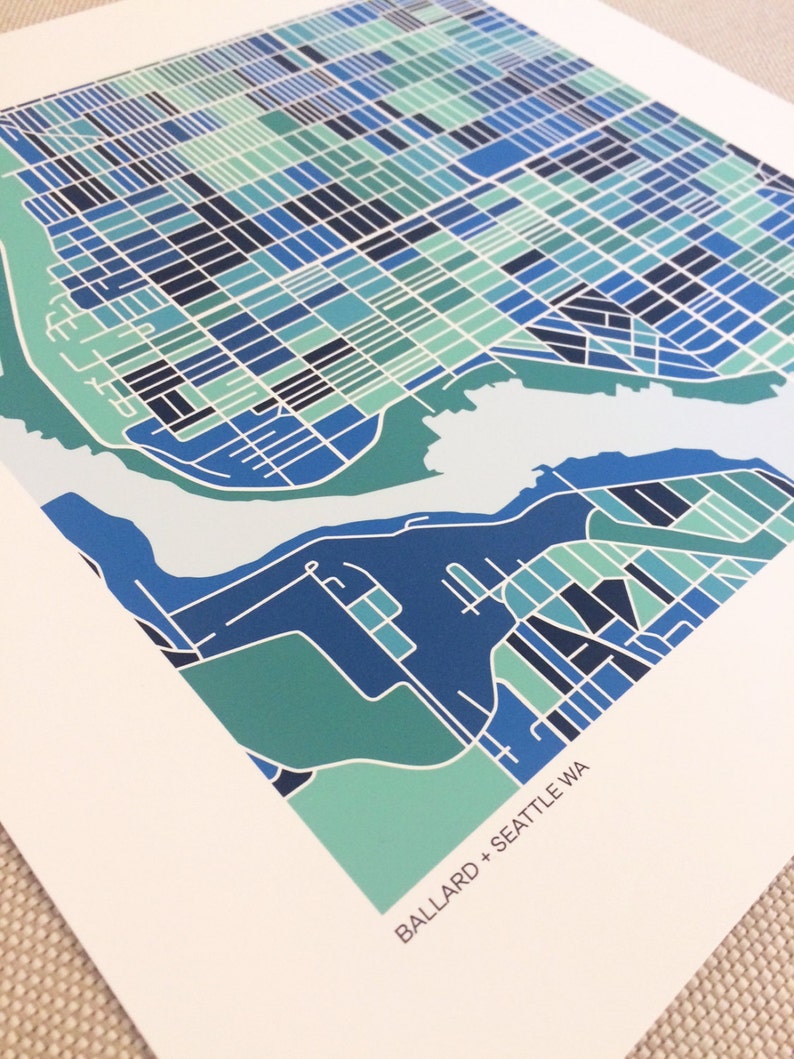 Seattle WA Ballard Map Print - Etsy