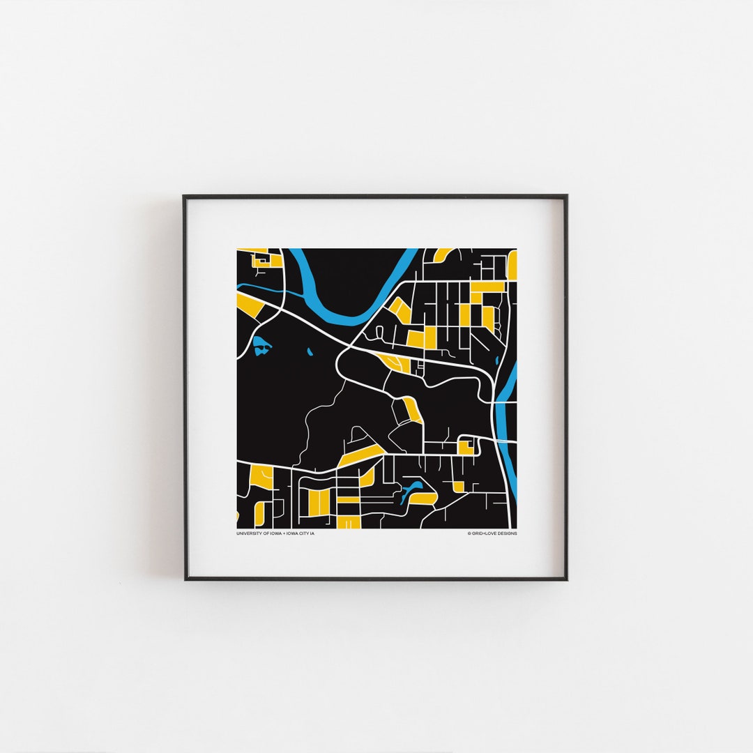University of Iowa - Map Print - Etsy