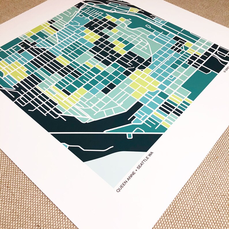 Queen Anne Seattle Map Print Etsy