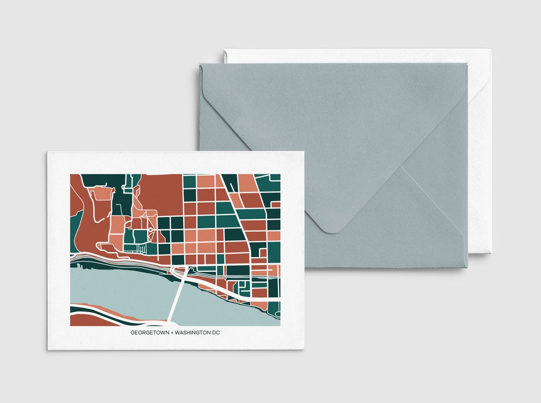 Washington DC Georgetown Map Cards - Etsy