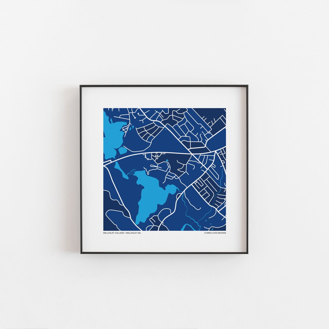 Wellesley College - Map Print - Etsy