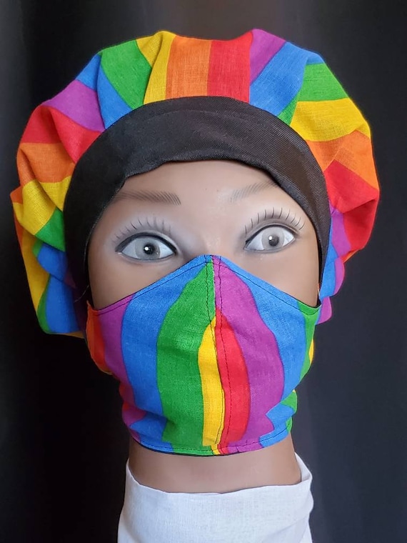 Rainbow Bonnet & Mask | Etsy