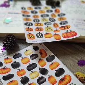 Pumpkin Date Covers Calendar Numbers Date Numbers Planner Date Stickers ...