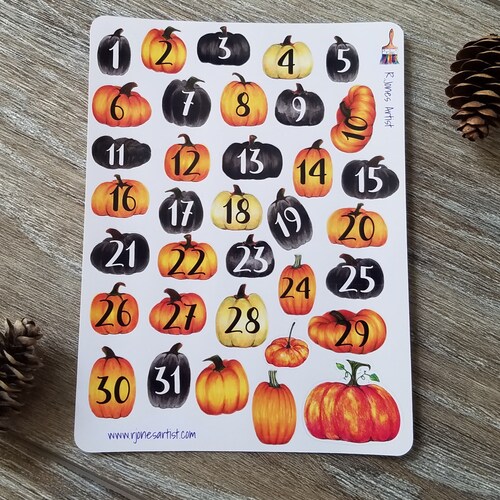 Pumpkin Date Covers Calendar Numbers Date Numbers - Etsy