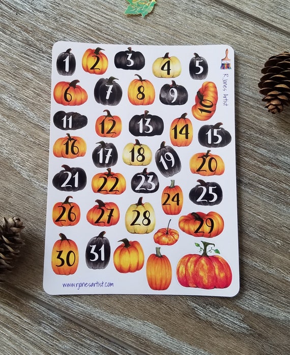 Pumpkin Date Covers Calendar Numbers Date Numbers | Etsy