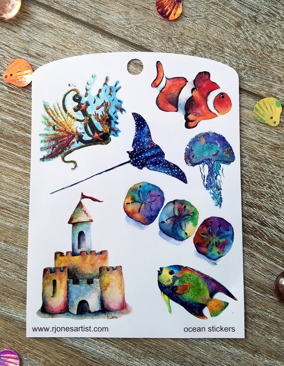 Ocean Theme Sample Sticker Sheet Planner Stickers Journal - Etsy