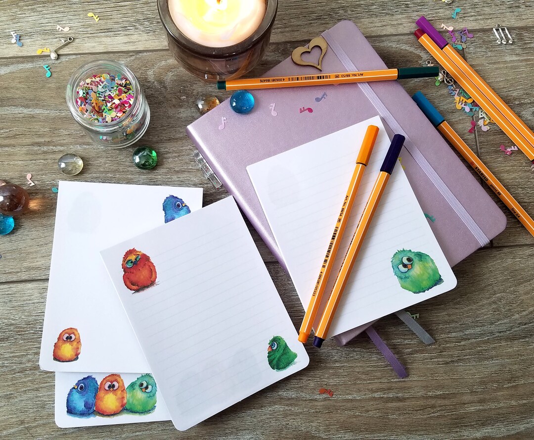 Cartoon Bird Memo Pad - 40 Pages - 4 Unique Designs - 4.25"x5.5" - Mini ...