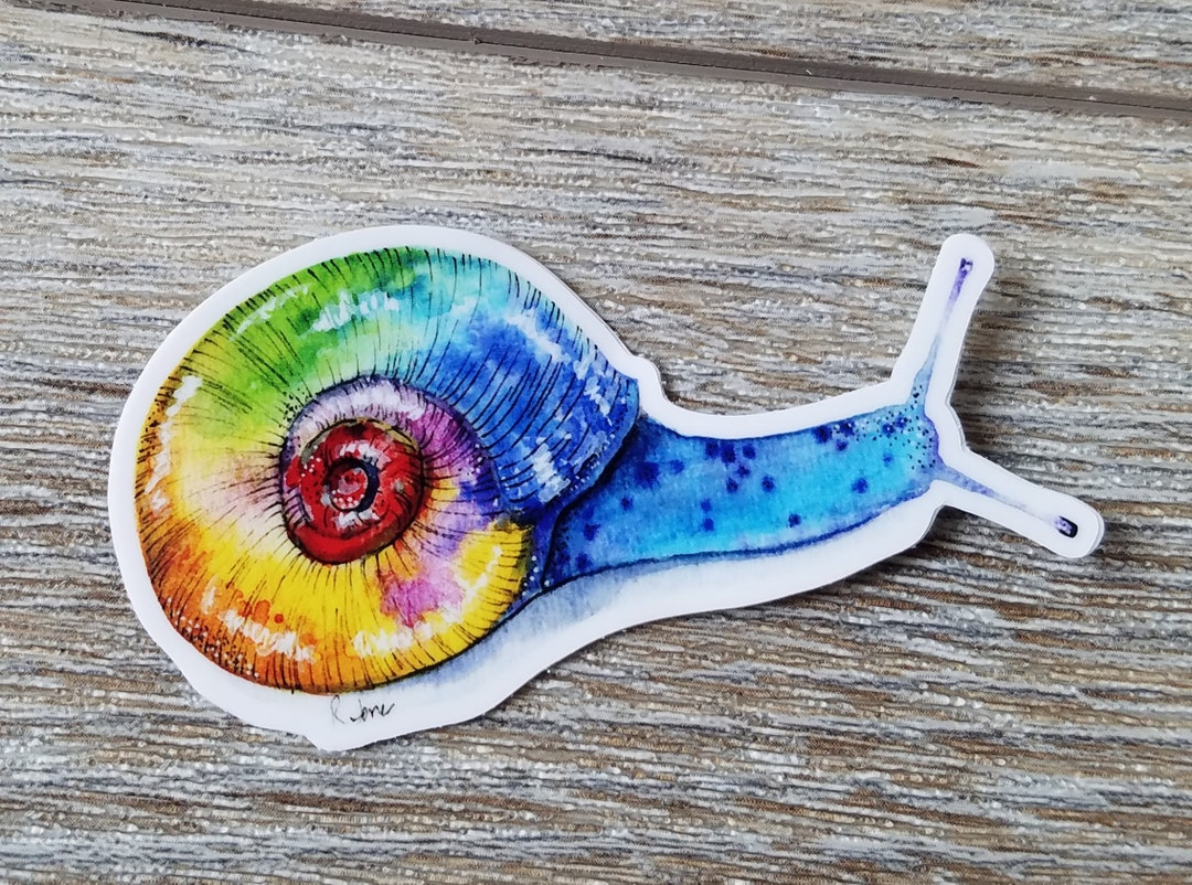 Snail Weather Proof Vinyl Decal, Die Cut Decal, Happy Snail Rainbow ...