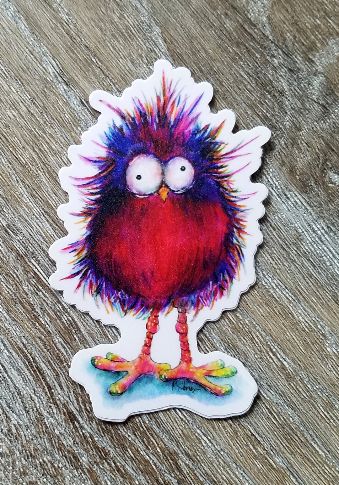 Shocked Bird Decal: Weatherproof Vinyl Sticker, Original Art - Etsy