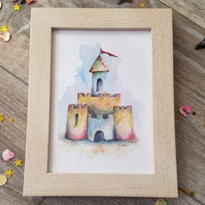 Watercolor Sandcastle Print Coastal Art Ocean Art | Etsy