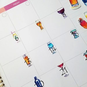 Drink Date Covers Calendar Numbers Date Numbers Planner Stickers ...