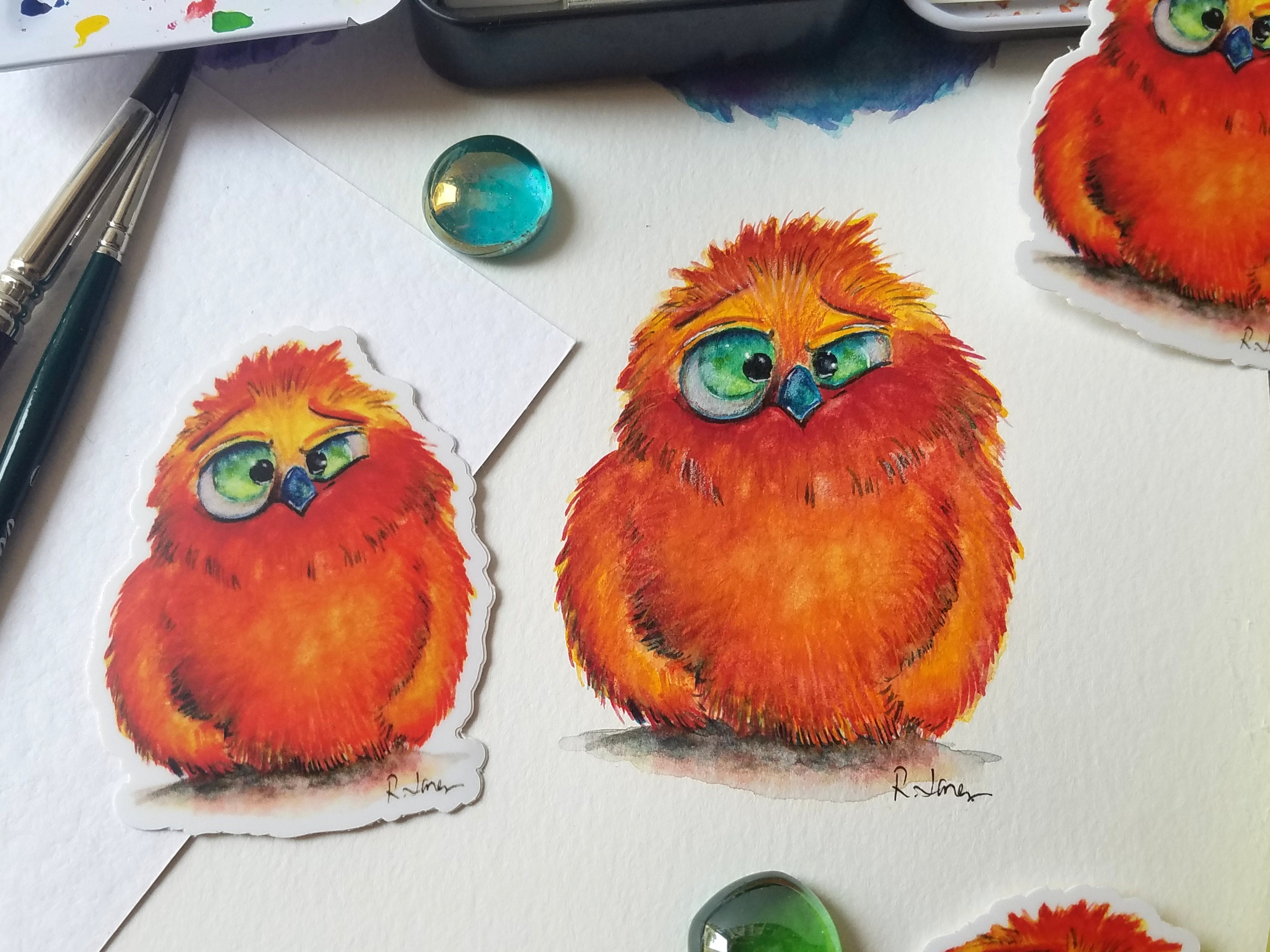 Funny Red Bird Vinyl Decal: Weatherproof Cartoon Sticker - Etsy