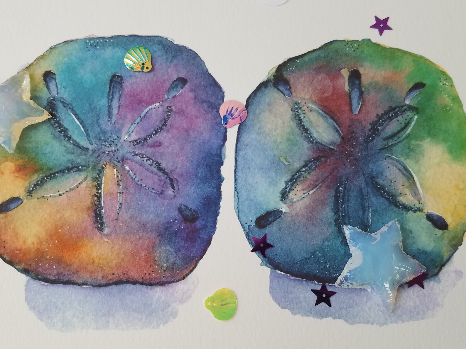 Digital Print Watercolor Sand Dollar Coastal Art Ocean | Etsy