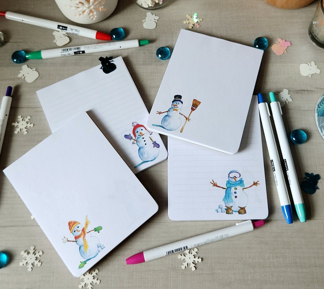 Snowmen - Memo Pad - 40 Pages - 4 Unique Designs per Pad- 4.25"x5.5 ...