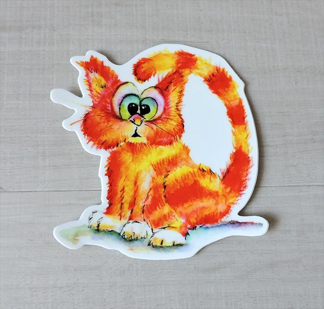 Cheddar Cat... Orange Cat Decal Weatherproof, Waterproof Vinyl Decal, 3 ...
