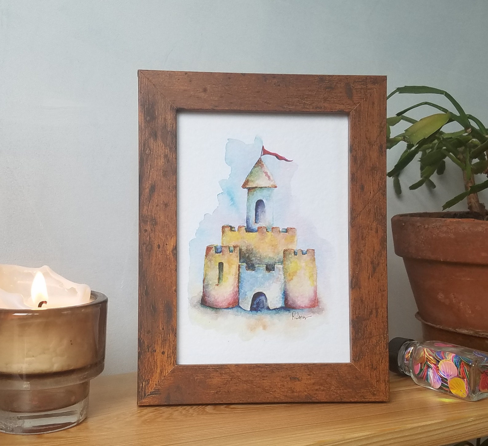 Watercolor Sandcastle Print Coastal Art Ocean Art - Etsy