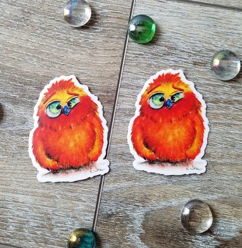 Funny Red Bird Vinyl Decal: Weatherproof Cartoon Sticker - Etsy