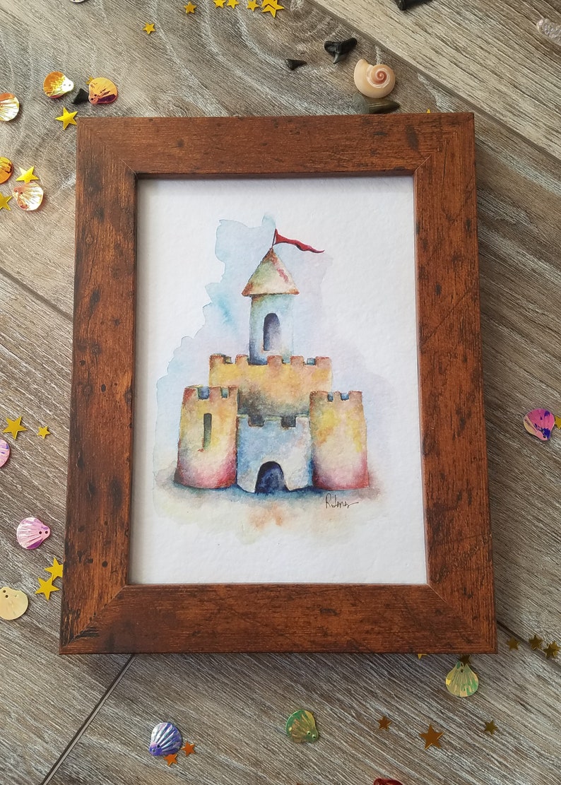 Watercolor Sandcastle Print Coastal Art Ocean Art - Etsy