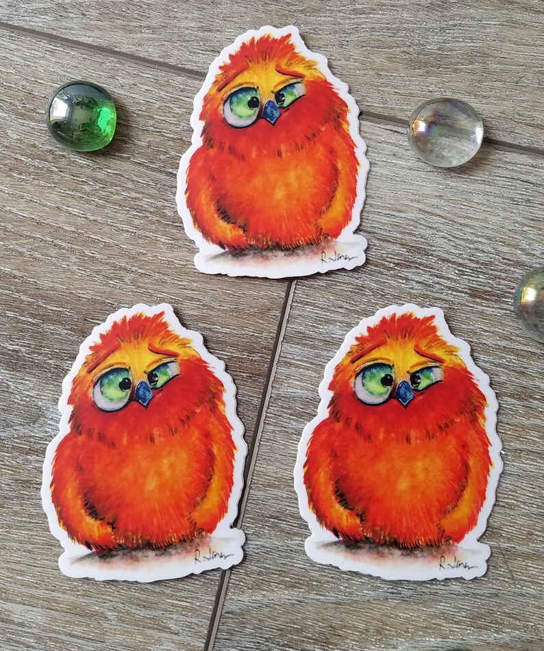 Funny Red Bird Vinyl Decal: Weatherproof Cartoon Sticker - Etsy