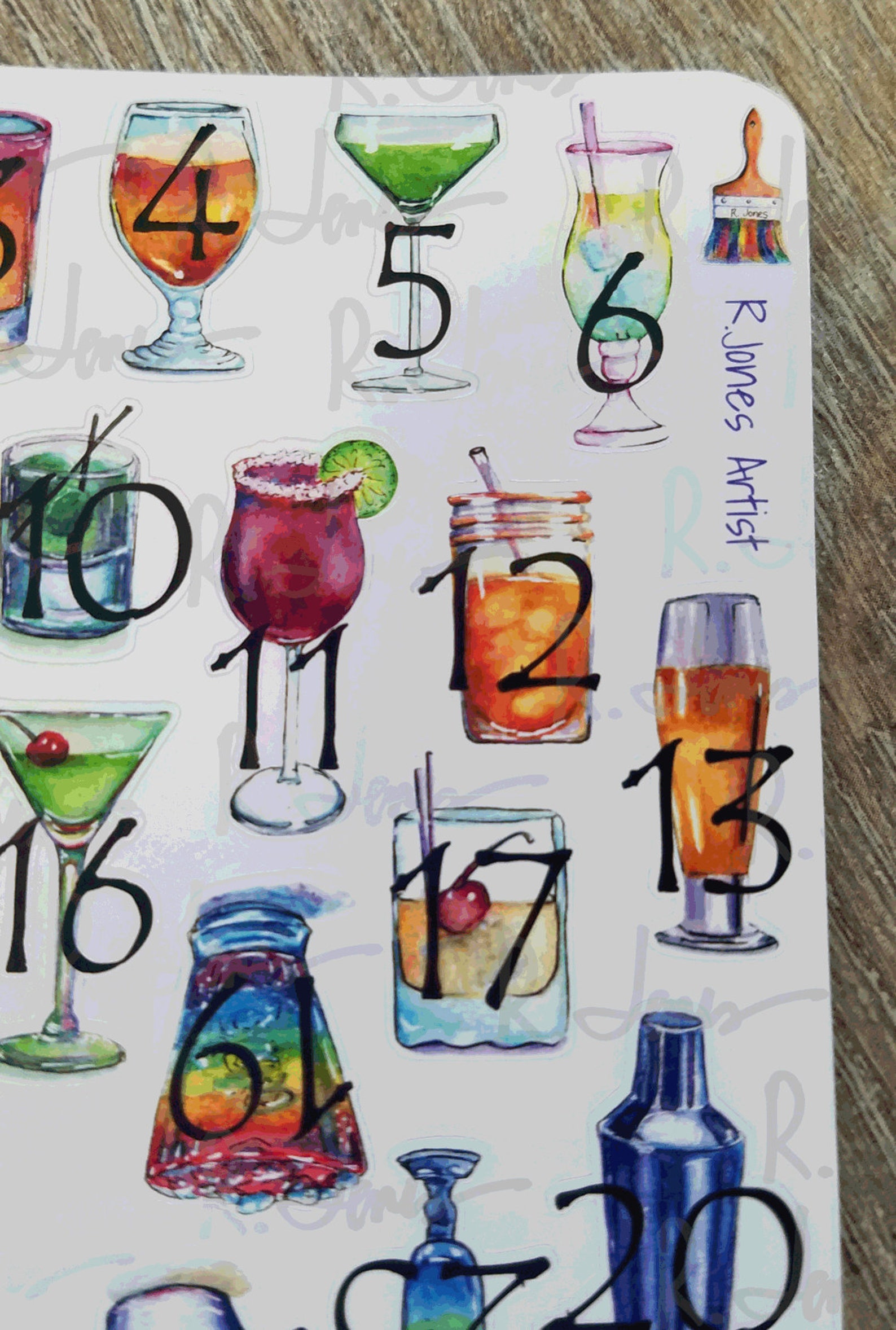 Drink Date Covers Calendar Numbers Date Numbers Planner | Etsy