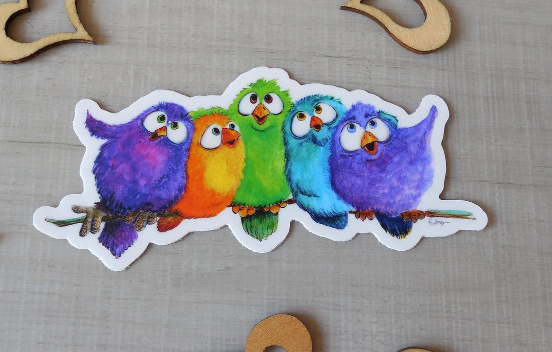 Birds Singing Weather Proof Vinyl Sticker, Die Cut, Bird Decal 4 Bird ...