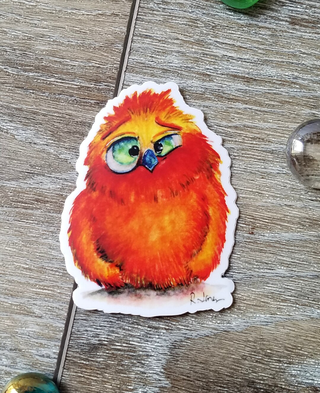 Funny Red Bird Vinyl Decal: Weatherproof Cartoon Sticker - Etsy