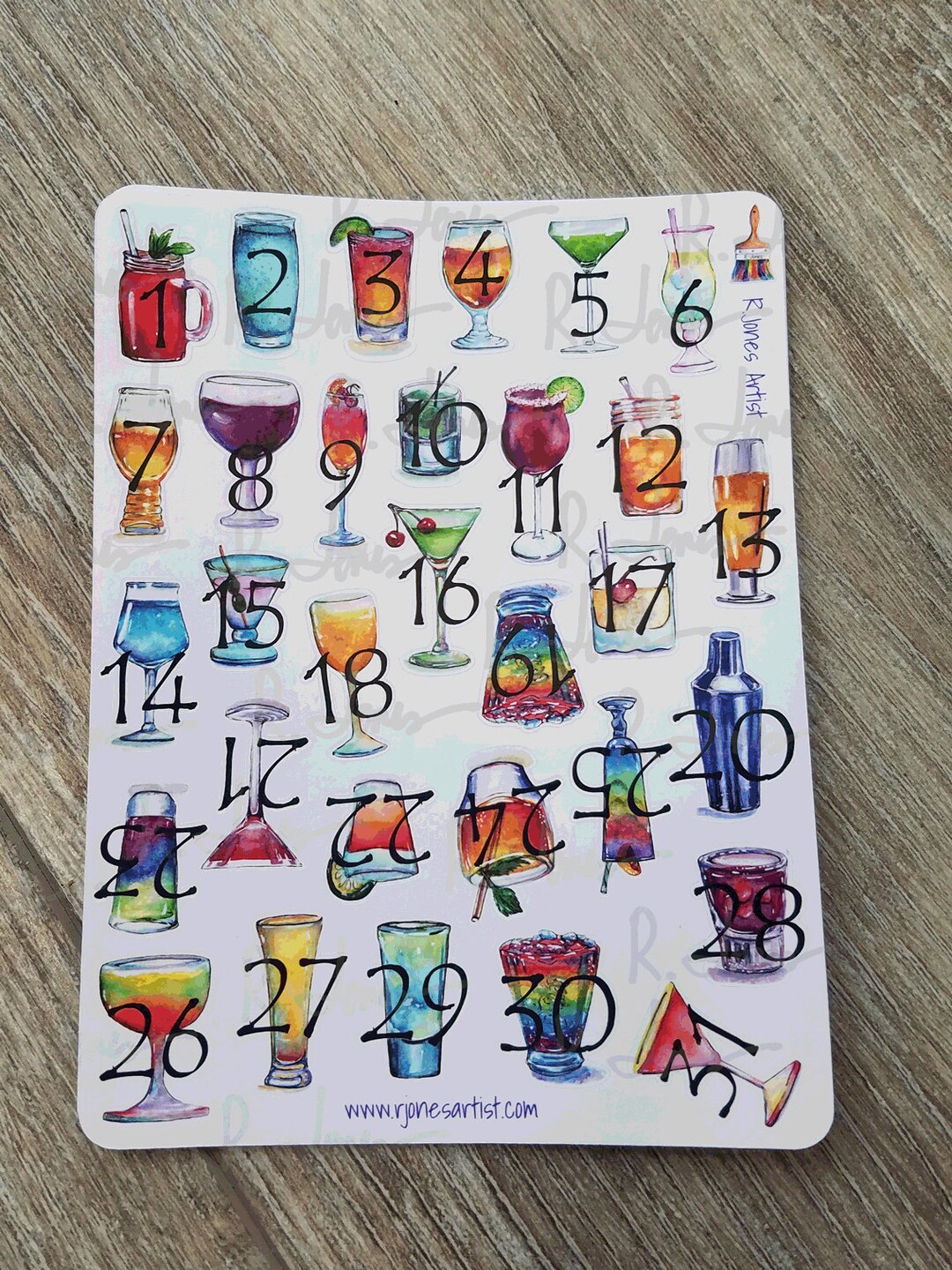 Drink Date Covers Calendar Numbers Date Numbers Planner Stickers ...