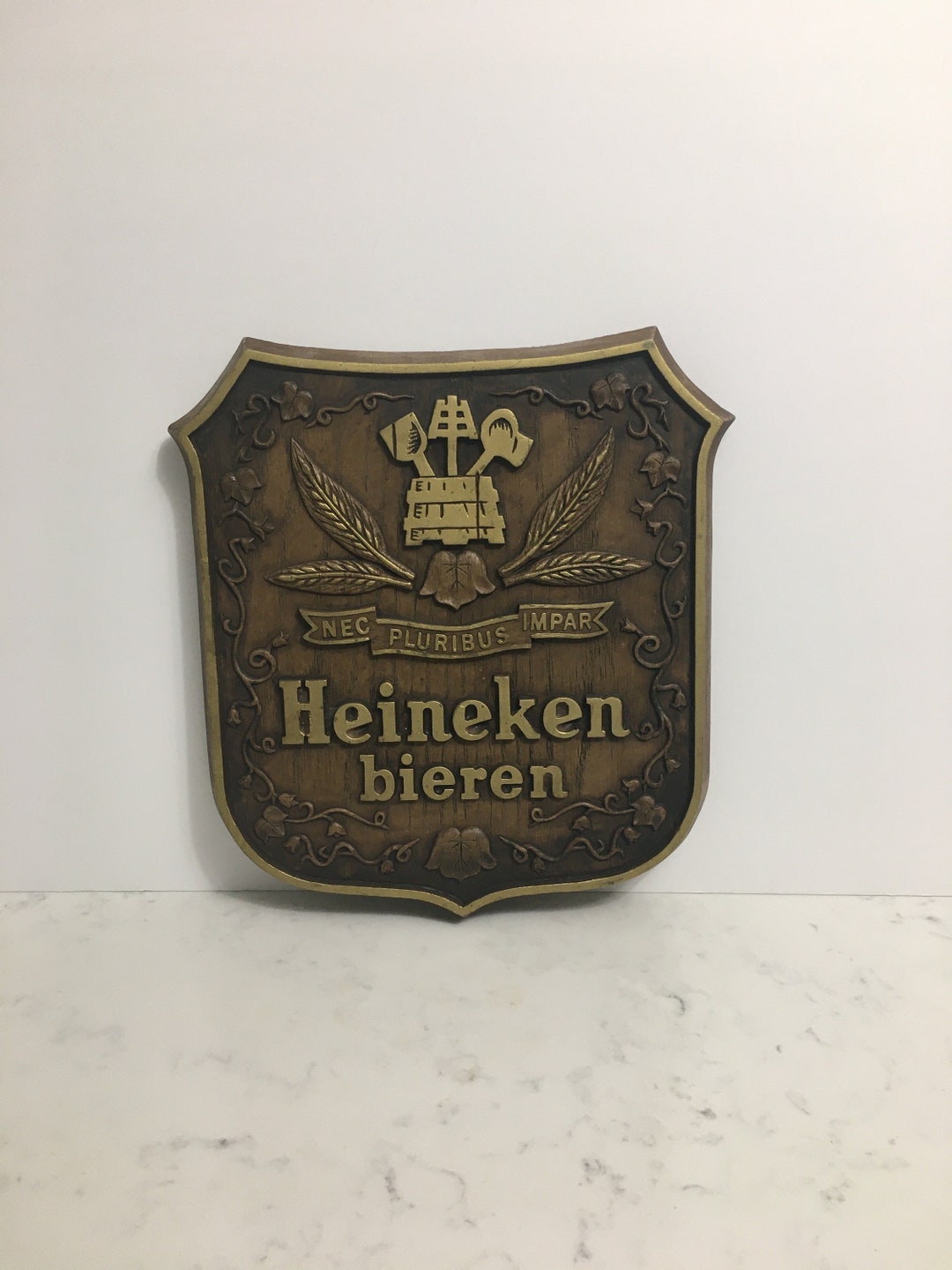 Vintage Heineken Beer Sign, Vintage Breweriana Heineken Shield Crest ...