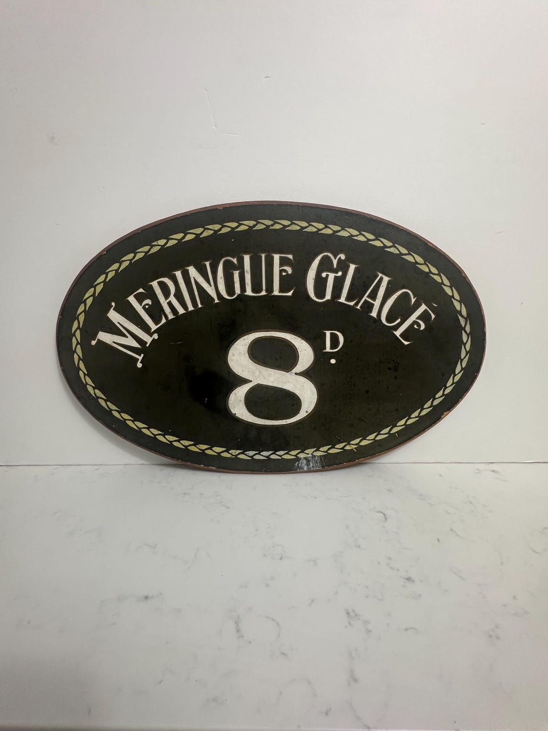 Antique French Shop Sign Hand Painted Heavy Beveled Cardboard Meringue ...