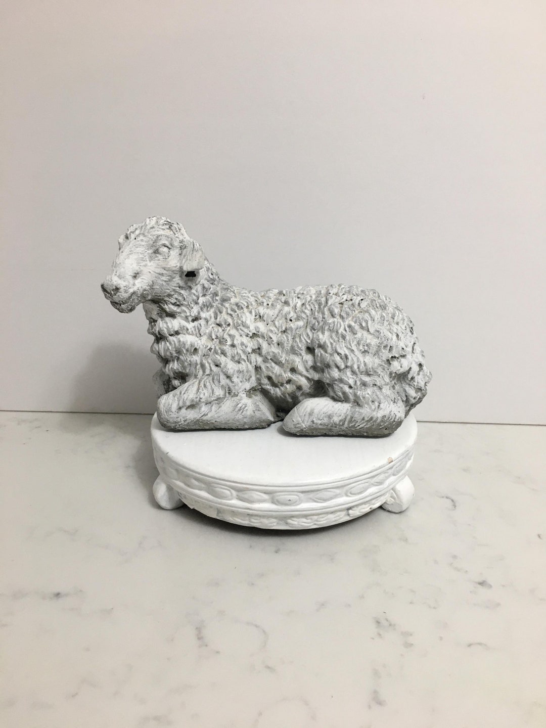 Cement Cast Sheep Garden Statue, Concrete Lamb Statue, Recumbent Sheep ...