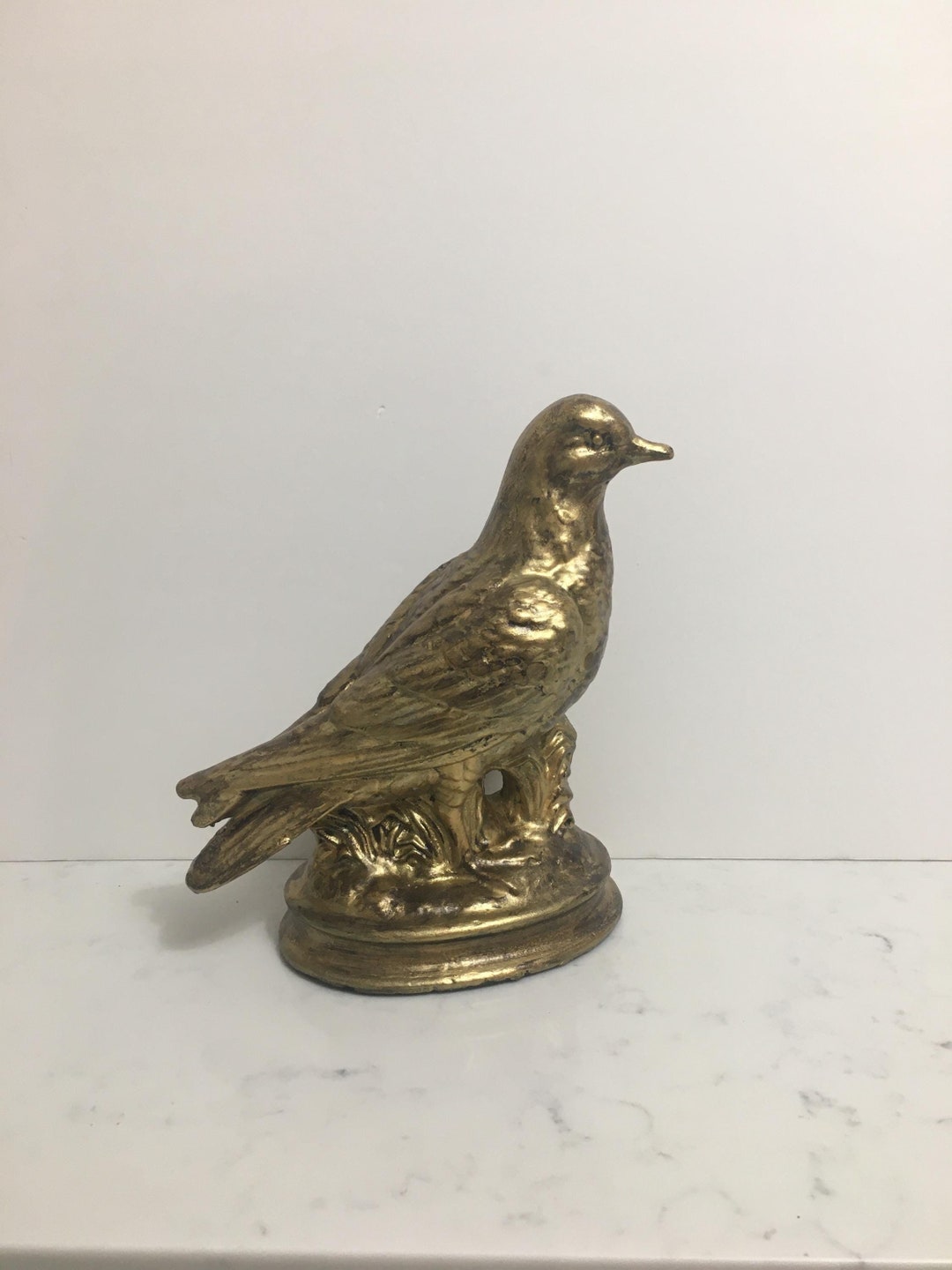 Vintage Gold Gilt Plaster Bird Statue, Vintage Dove Sculpture, Vintage ...