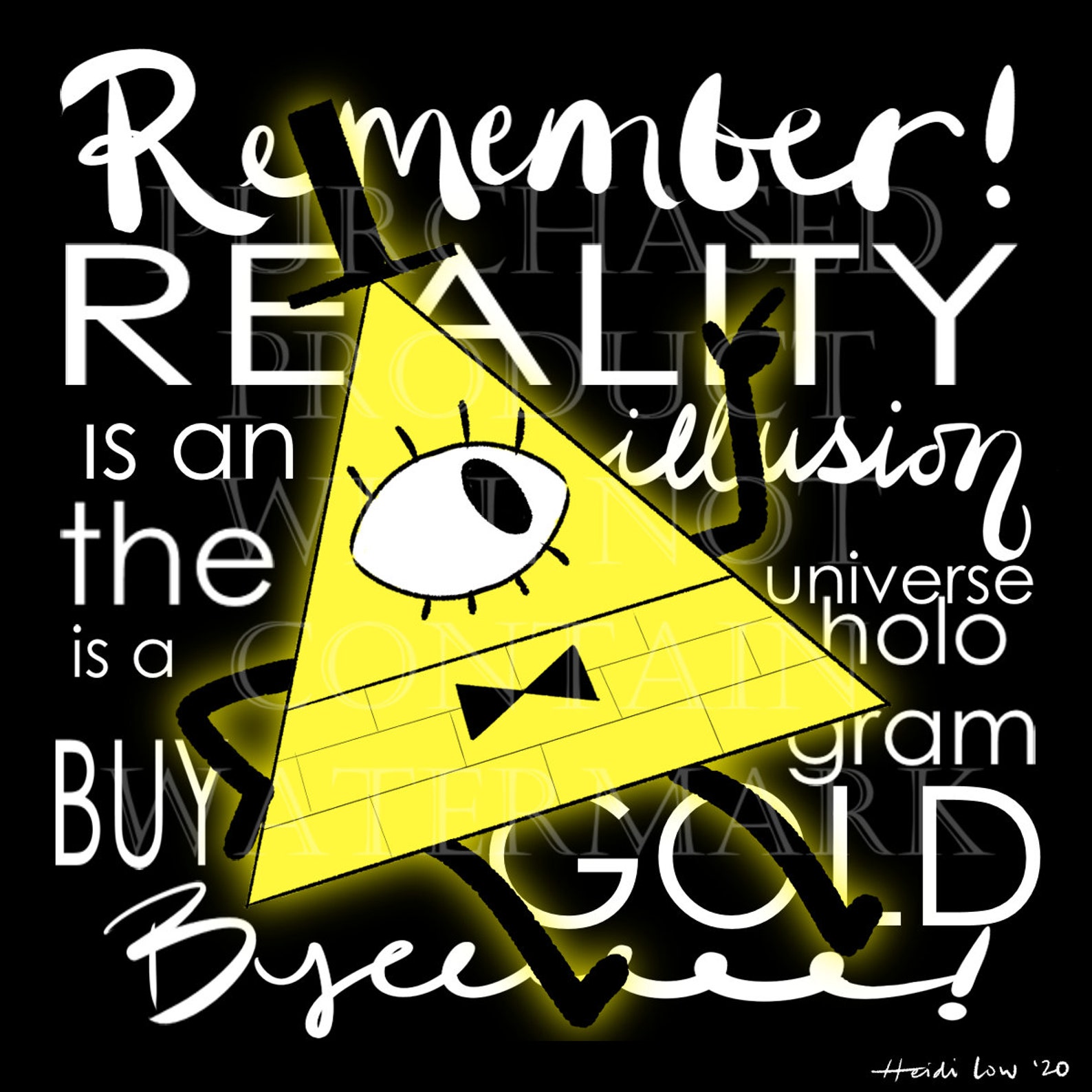 Bill Cipher Black Background Gravity Falls Digital Print - Etsy