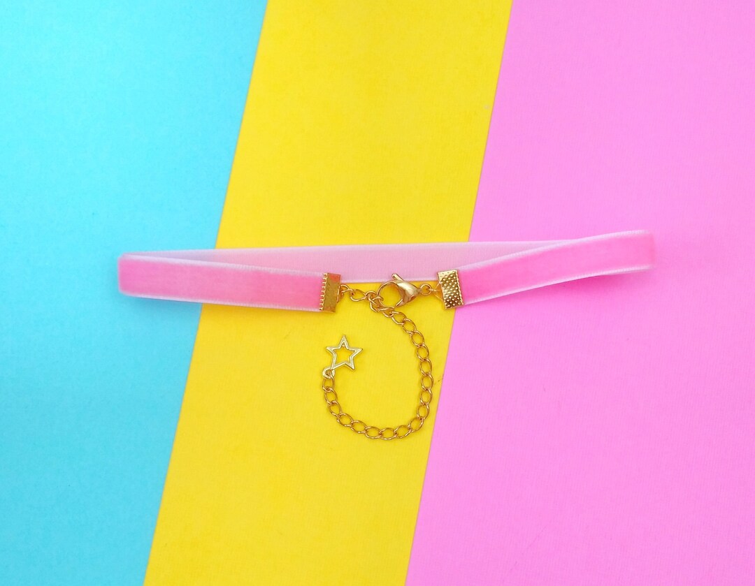 Hot Pink Choker Necklace, Pastel Pink Velvet Choker Necklace Choker ...