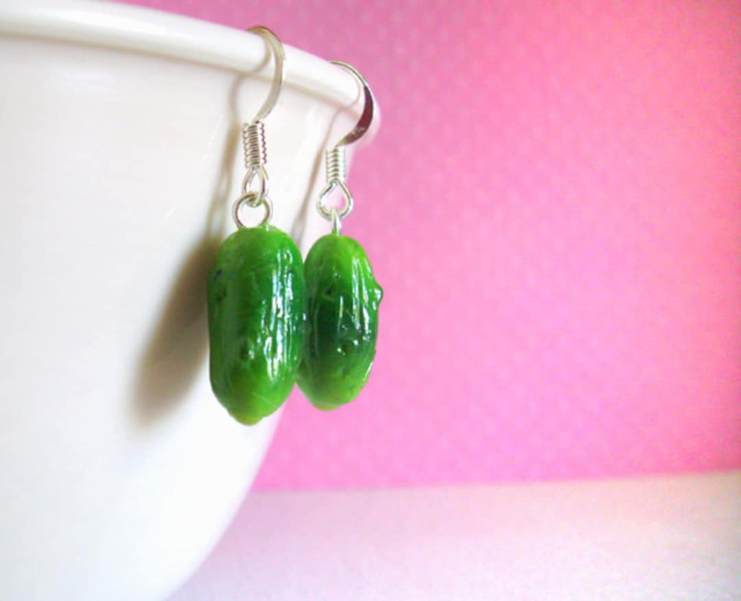 Cute Pickle Earrings, Miniature Fake Food Jewelry Polymer Clay Pickles ...