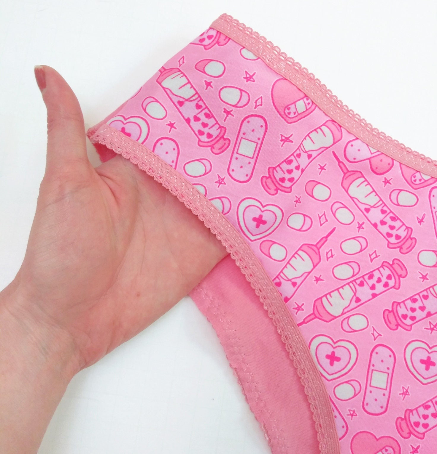 Pink Menhera Panties- Medikawaii Print Underwear for Women, Handmade ...