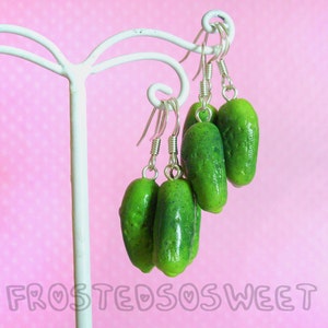 Cute Pickle Earrings, Miniature Fake Food Jewelry Polymer Clay Pickles ...