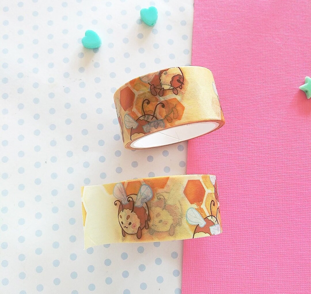 Honey Bee Washi Tape Kawaii Bees and Honeycomb, Semi-opaque Stationery ...