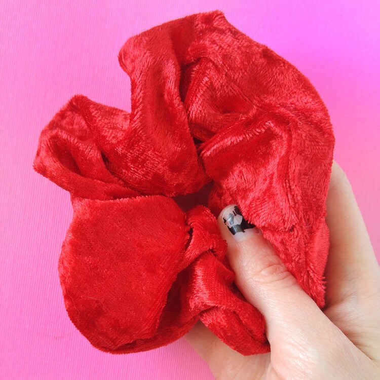 Red Crushed Velvet Scrunchie Nu Goth Soft Grunge Handmade - Etsy