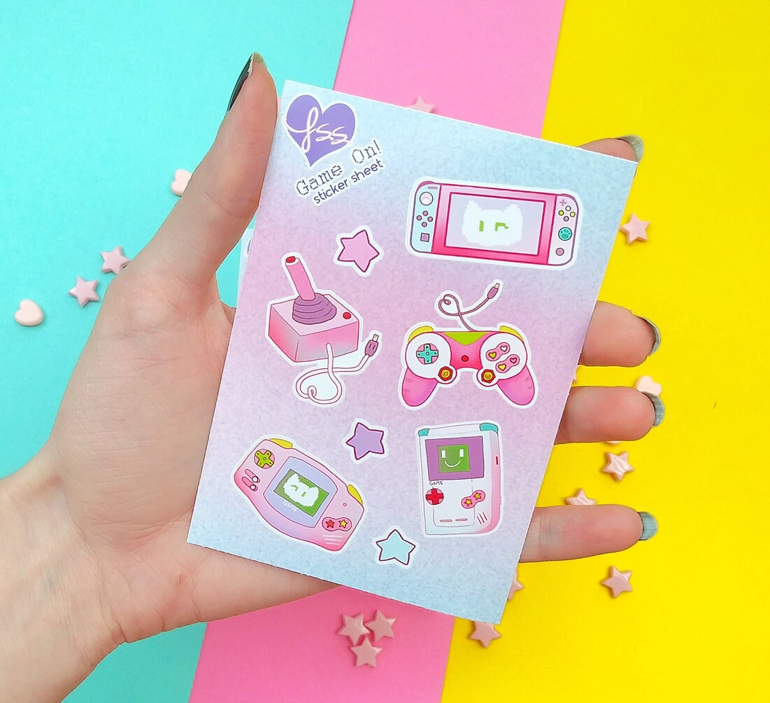 Kawaii Gamer Sticker Sheet for Nerds Kiss Cut Bullet - Etsy