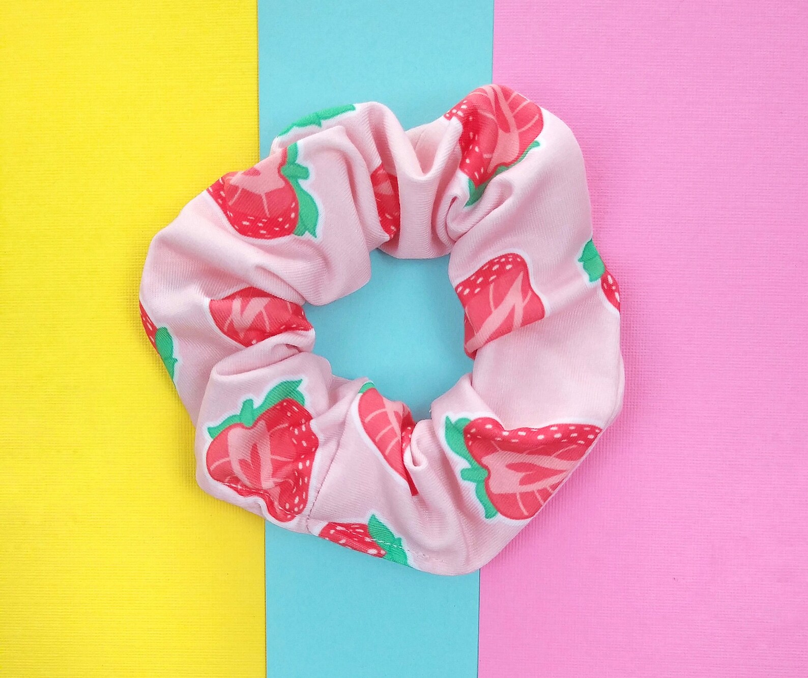 Pink Strawberry Scrunchie Cute Cottagecore Design Hair - Etsy