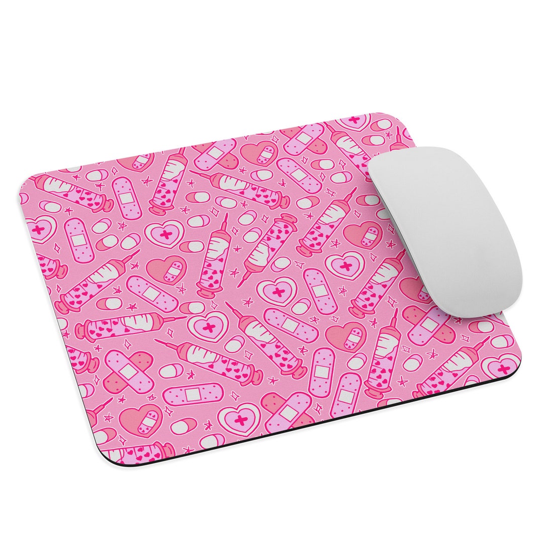 Pink Menhera Mouse Pad With Syringes and Medicine on Hot Pink ...