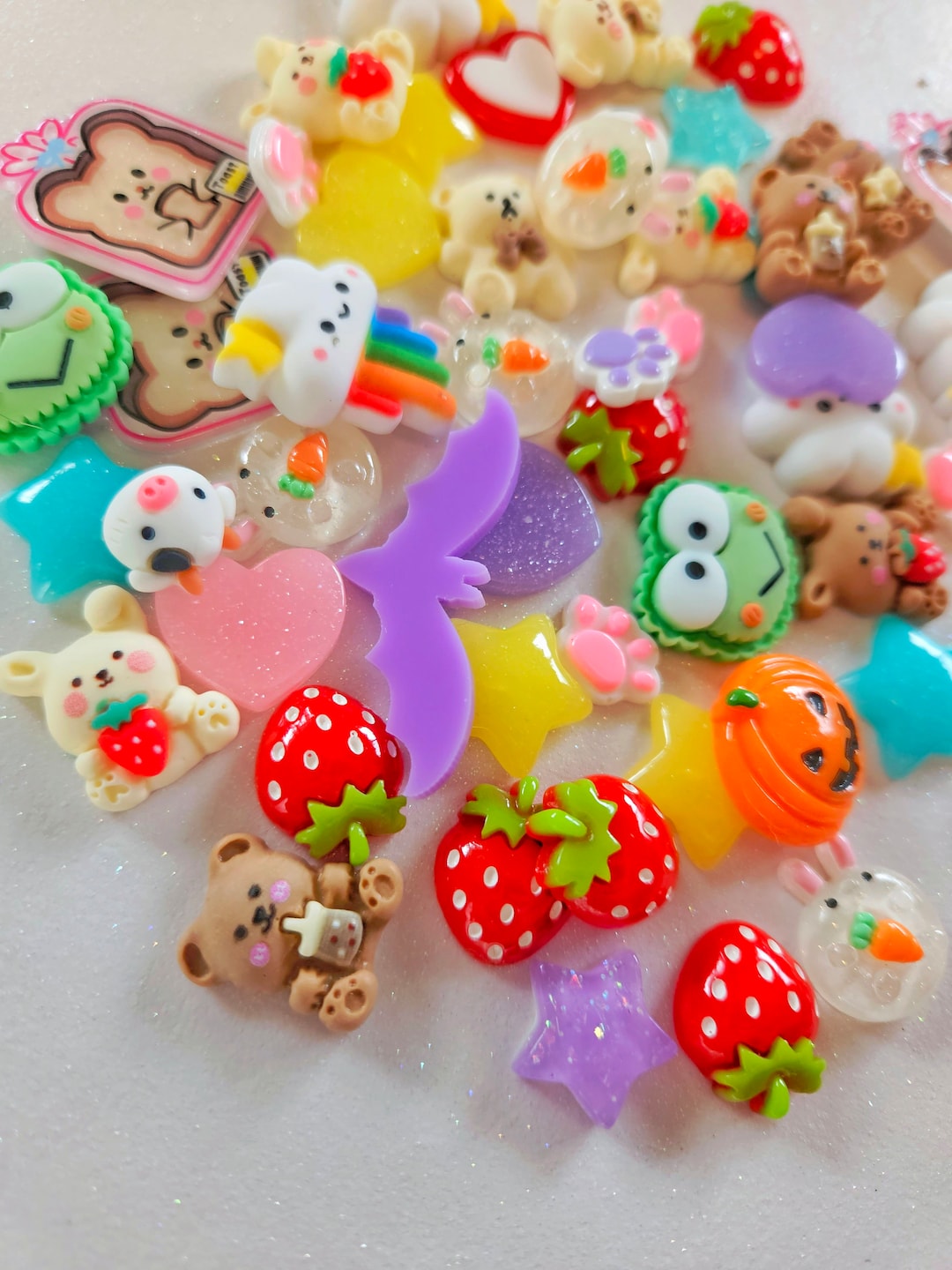 15 Kawaii Cabochons, Animal Mix, Small Plastic Cute Cabochons for ...