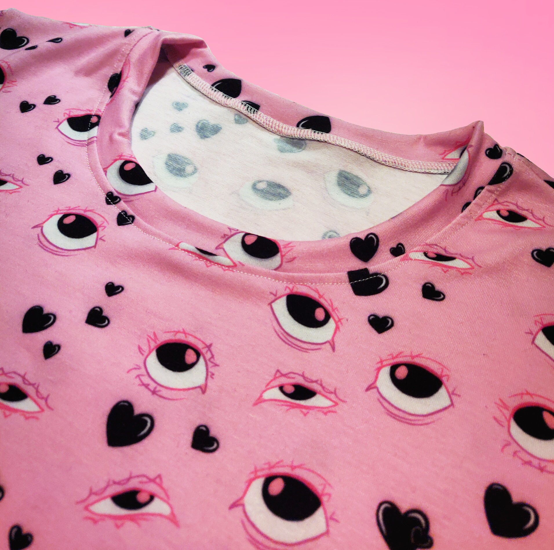 Menhera Cropped T Shirt, Pastel Goth Top With Black, Purple, and Pink ...