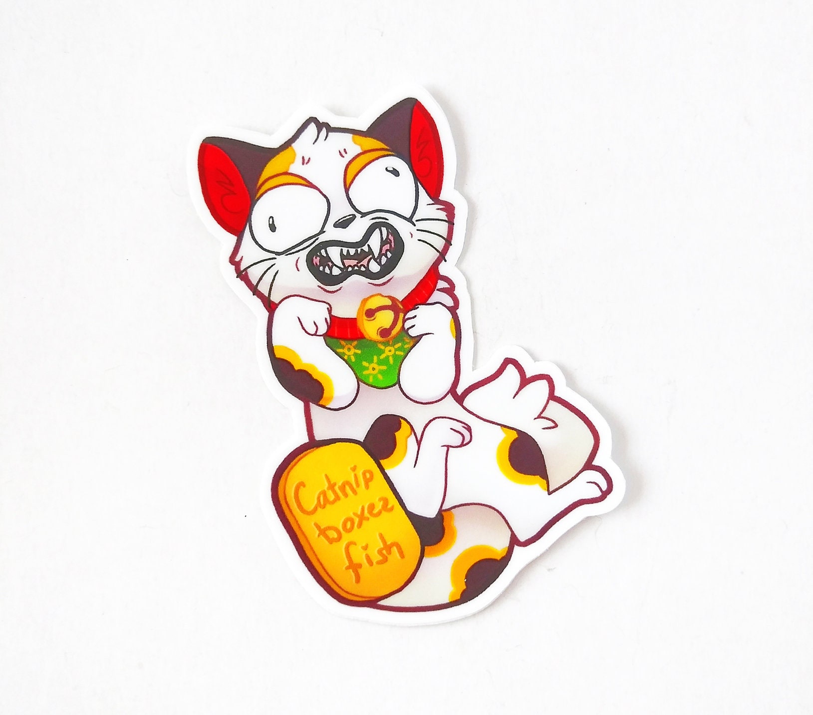 Lucky Cat Sticker 3 inch Funny Neko Cat Die Cut Sticker | Etsy