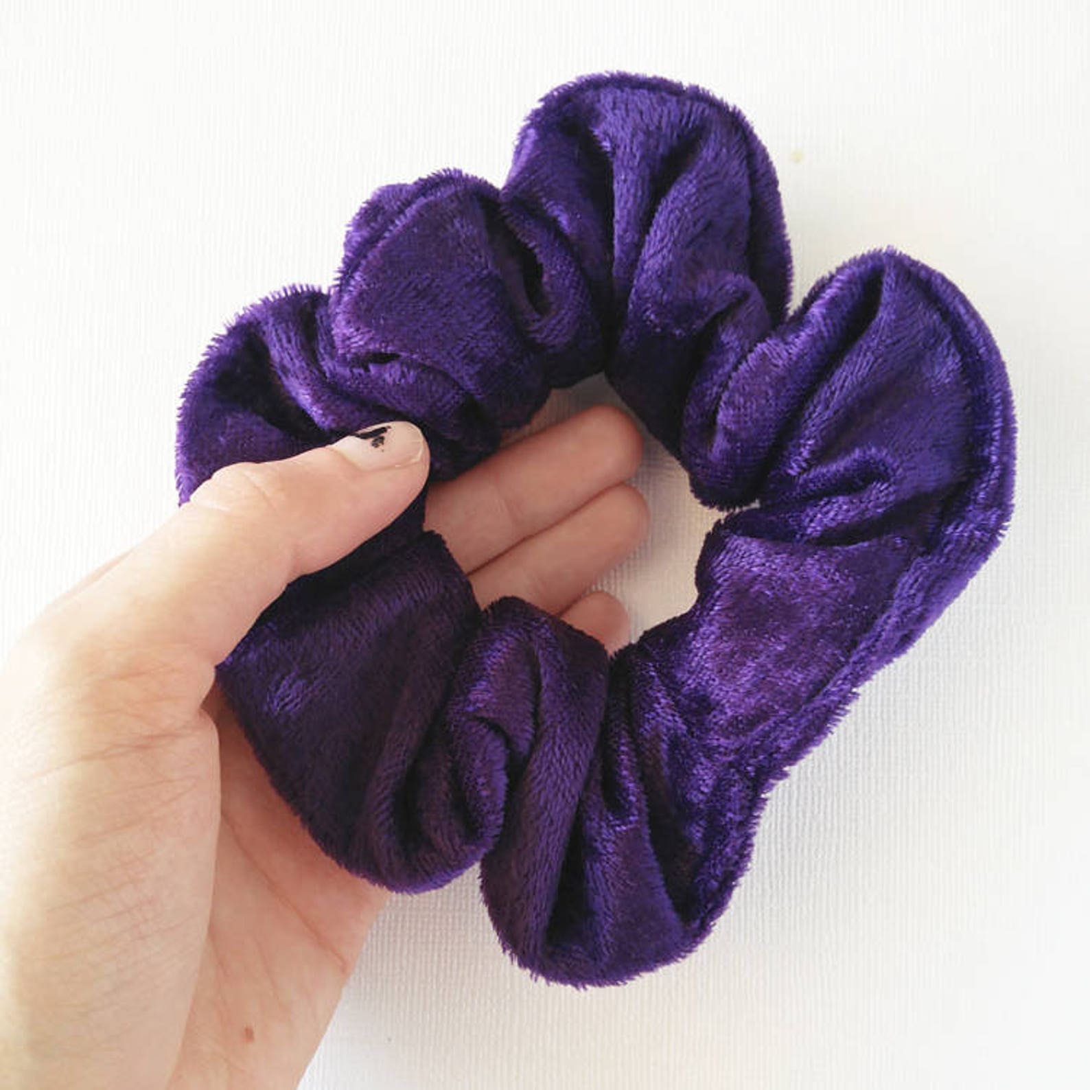 Purple Velvet Scrunchie Goth Dark Purple Crushed Velvet Hair - Etsy