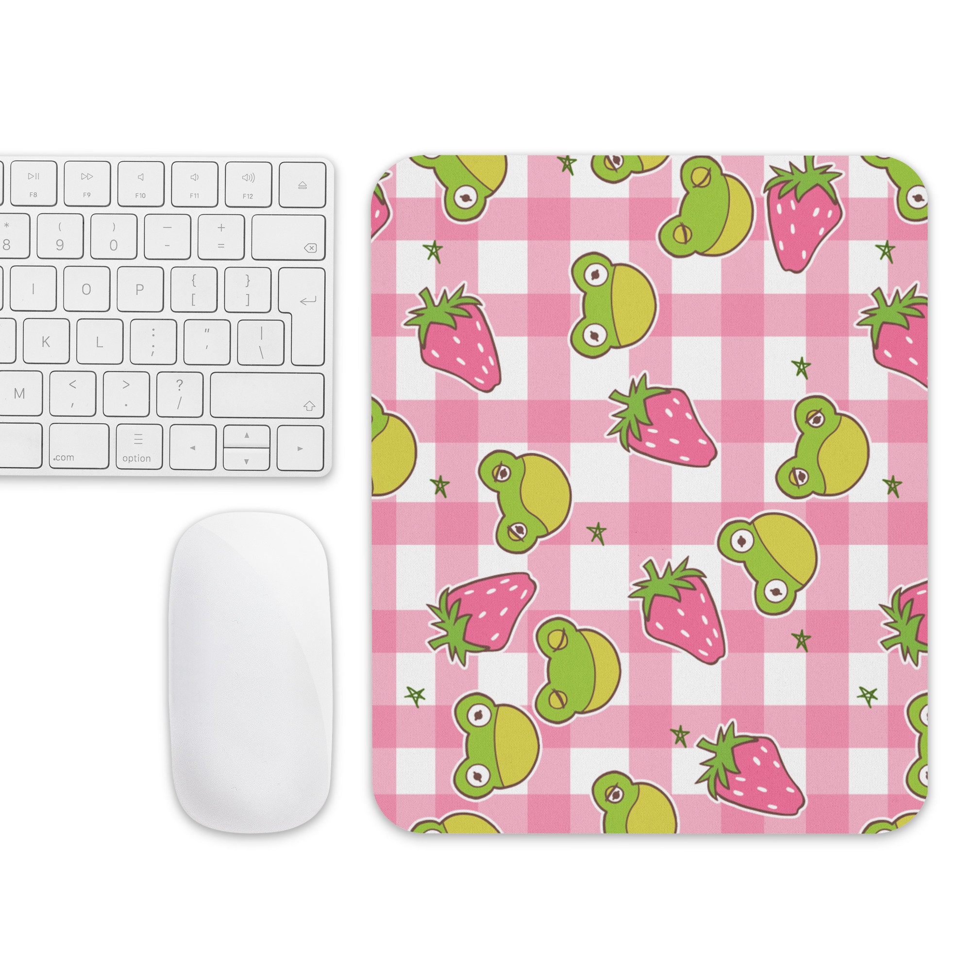 Kawaii Cottagecore Mouse Pad With Pink Checkered Gingham Pink - Etsy
