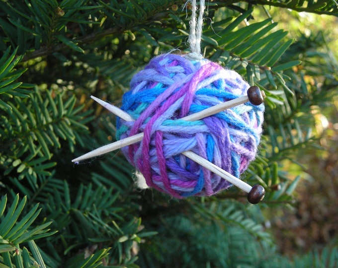 Knitting Christmas Tree Ornament Yarn Ball With Knitting - Etsy