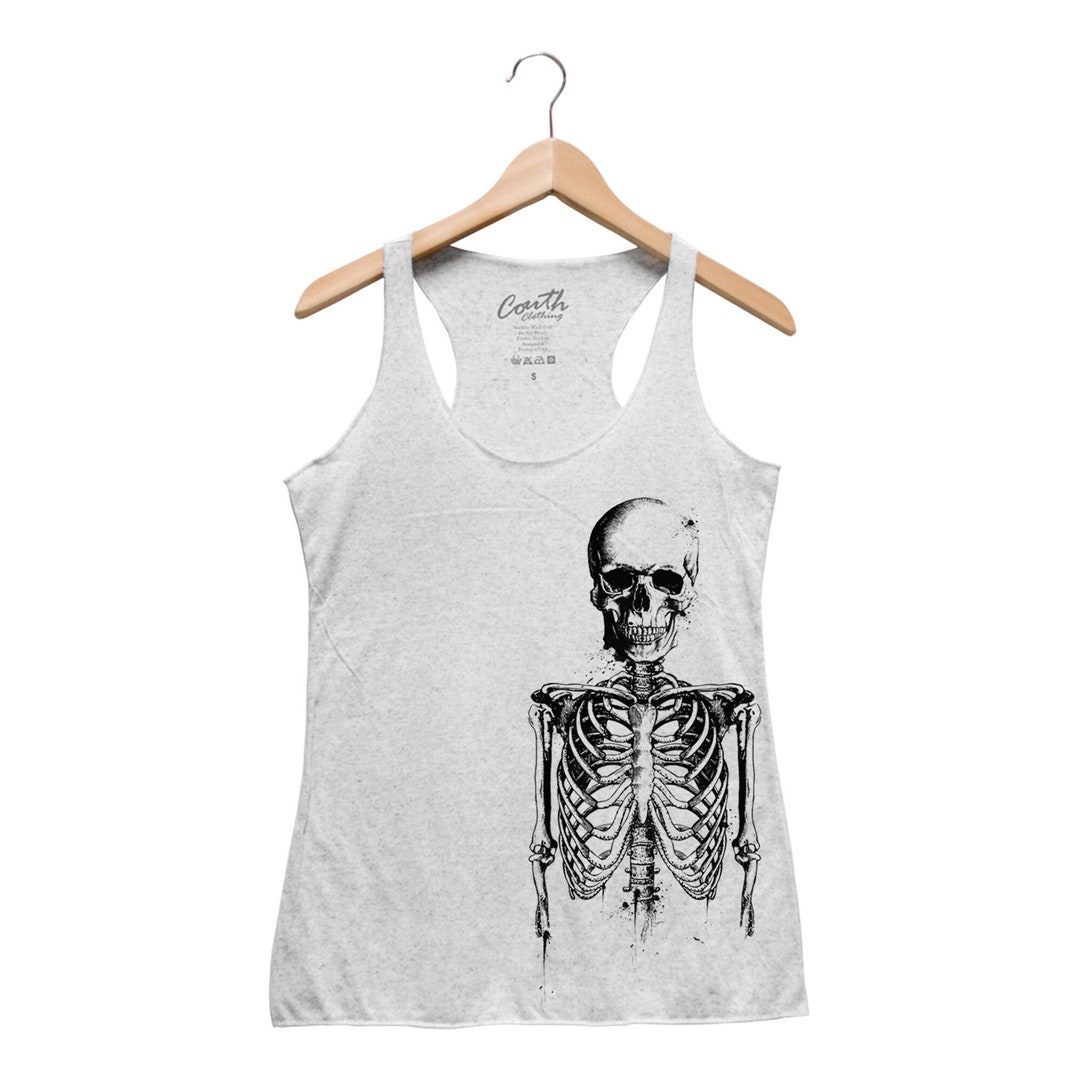 Halloween Shirt - Skeleton Tank Top - Gothic Women Tank Top - Triblend ...