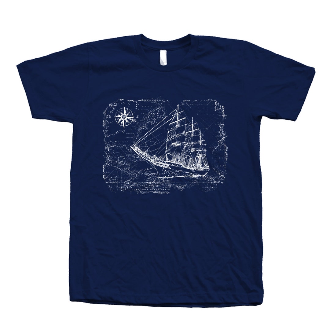 Sailing Ship Tshirt, Mens T-shirt, Unisex T-shirt, Crew Neck, Compass T ...