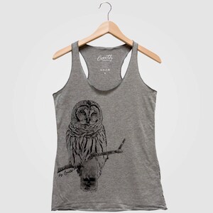 Owl Tank Top Womens Racer Back Top Bird Print Tee Graphic - Etsy